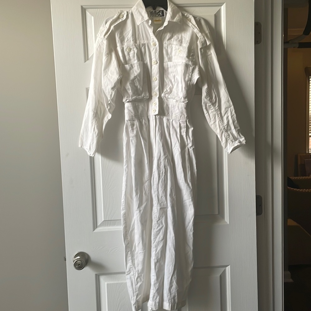Vintage Foxy Lady White Cotton Shirtdress - Gem